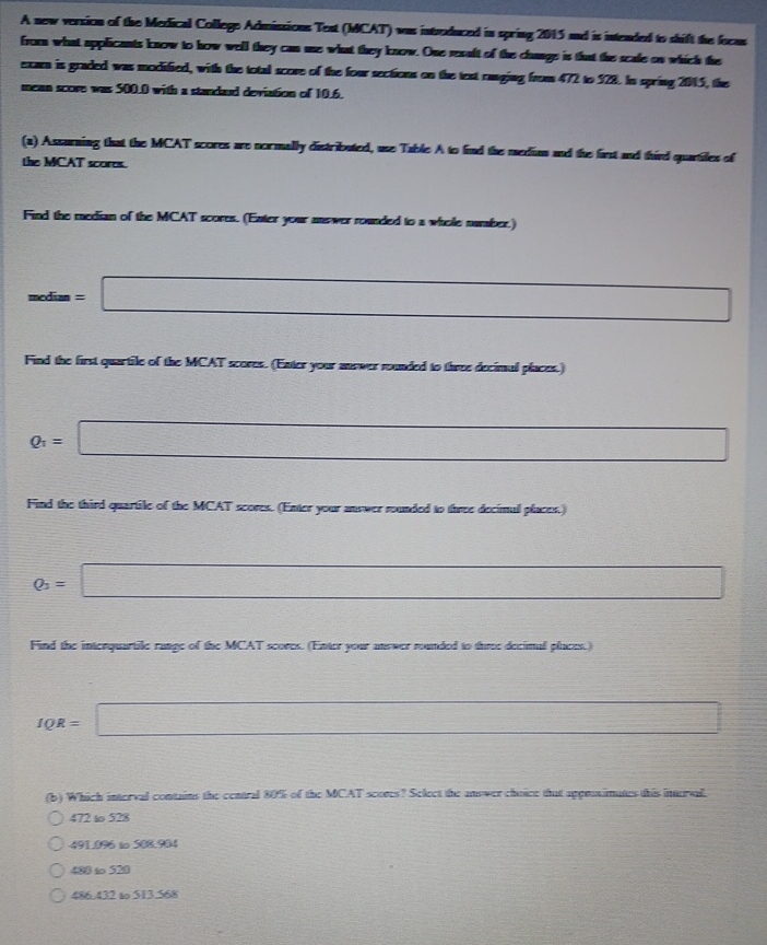 Solved A new version of the medical college admissions test | Chegg.com