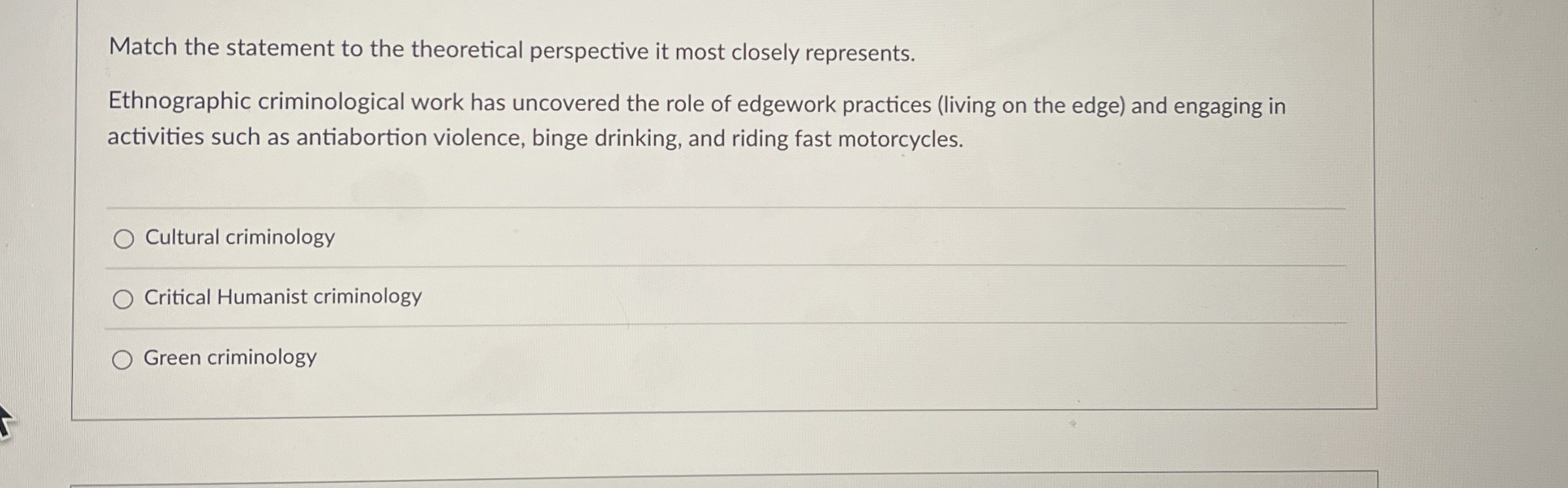 Solved Match the statement to the theoretical perspective it | Chegg.com