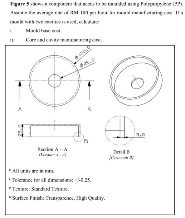 A plastic injection molding component completed with | Chegg.com