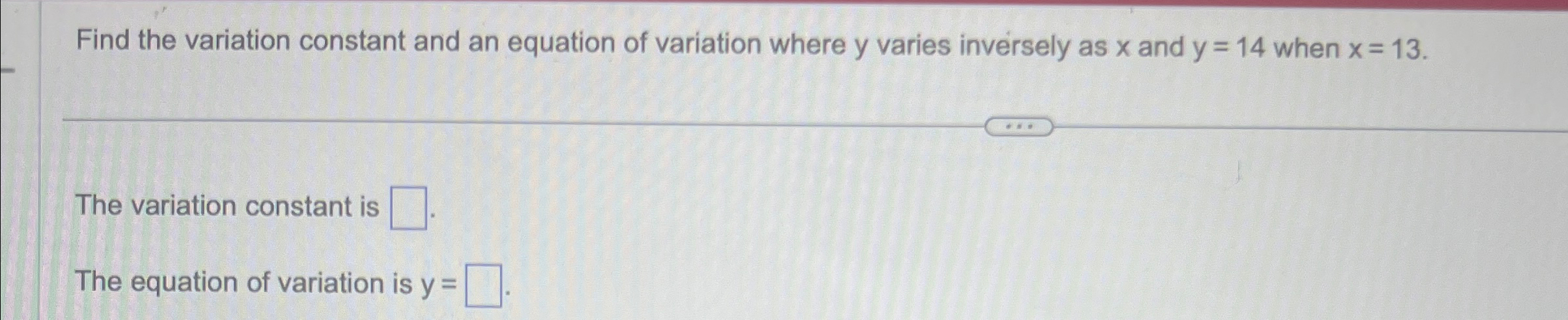 Solved Find the variation constant and an equation of | Chegg.com