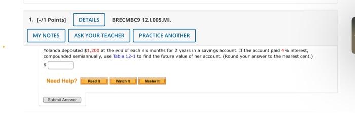 Solved Yolanda deposited $1,200 at the end of each six | Chegg.com