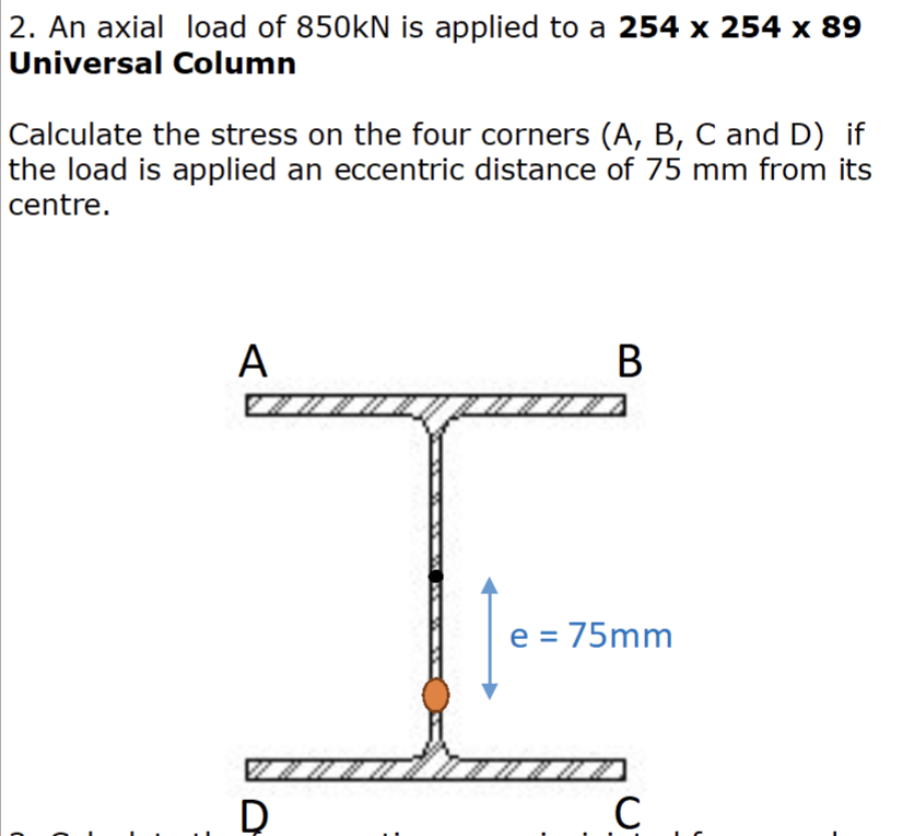 Solved An axial load of 850kN is applied to a 254 ﻿x 254 ﻿x | Chegg.com