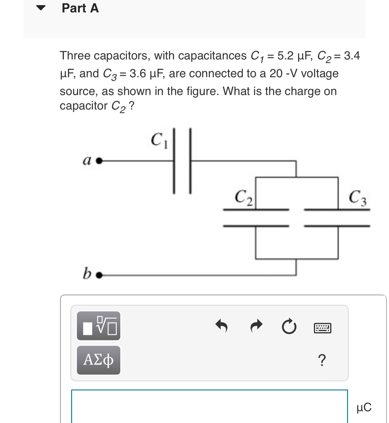 Solved Part AThree capacitors, with capacitances | Chegg.com