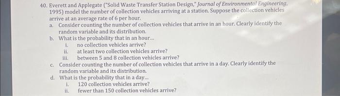 Solved 40. Everett and Applegate ("Solid Waste Transfer | Chegg.com