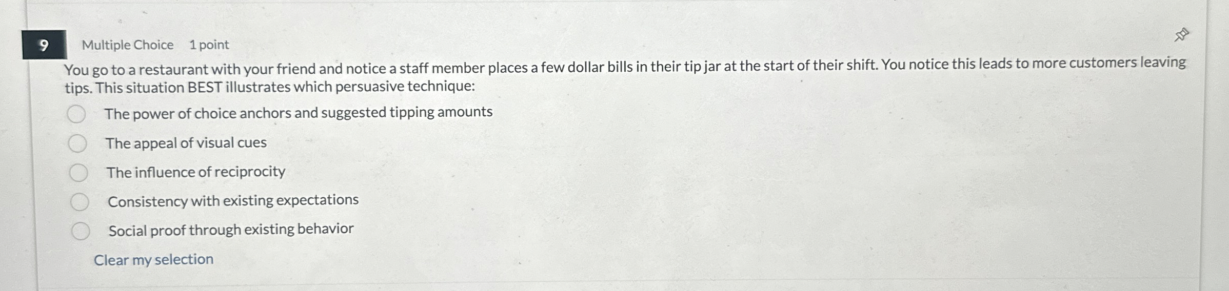 Solved 9Multiple Choice1 ﻿pointYou go to a restaurant with | Chegg.com