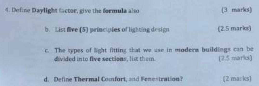 Solved Define Daylight factor, give the formula also (3 | Chegg.com