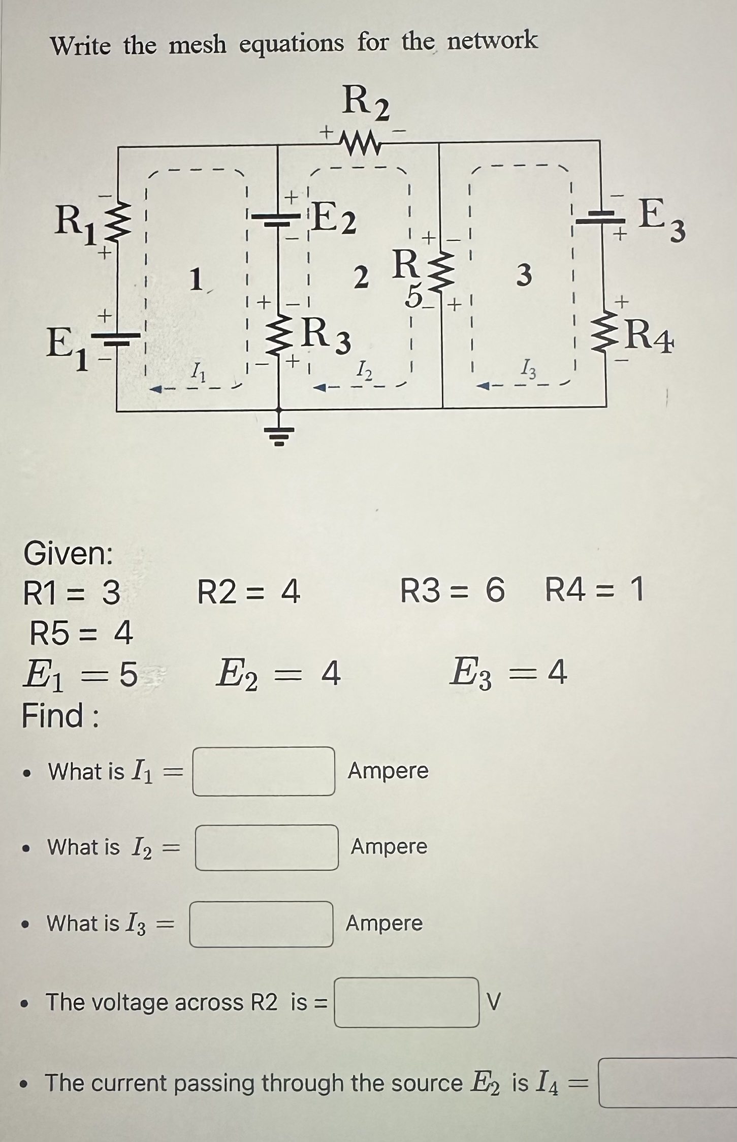 Solved Write the mesh equations for the | Chegg.com