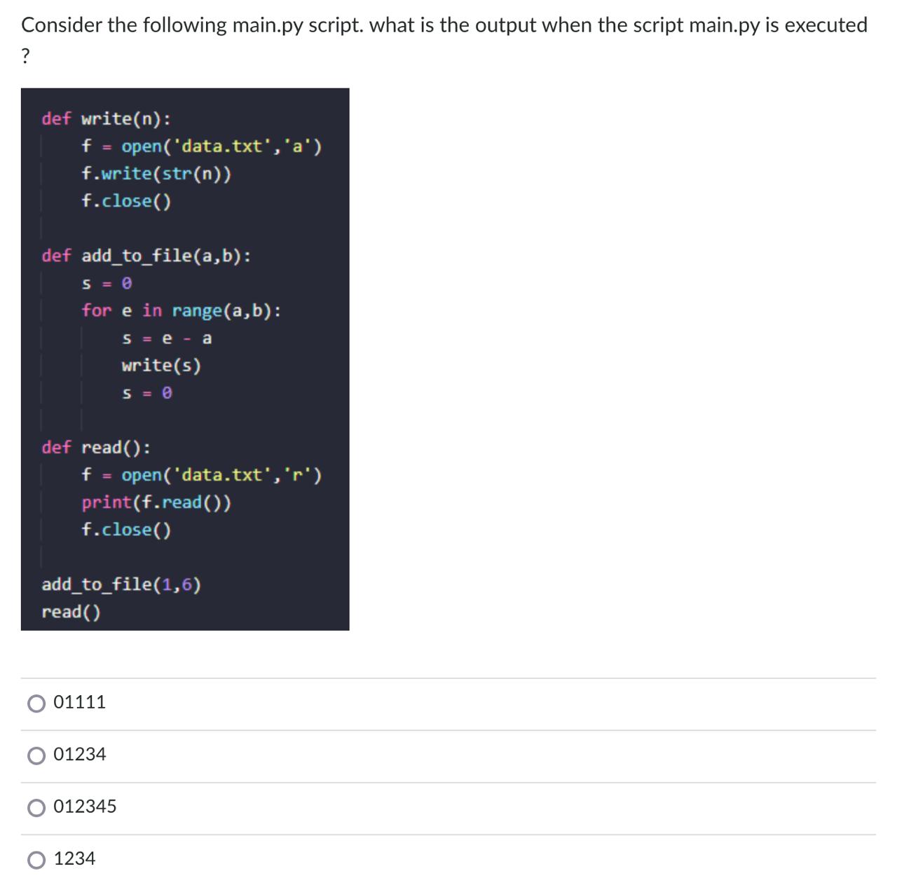 Solved Consider the following main.py script. what is the | Chegg.com
