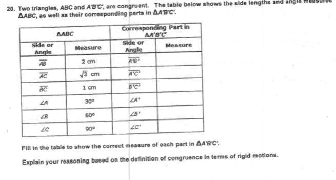 Solved 20. Two triangles, ABC and ABC', are congruent. The | Chegg.com