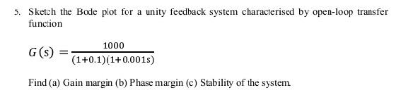 Solved Sketch the Bode plot for a unity feedback system | Chegg.com