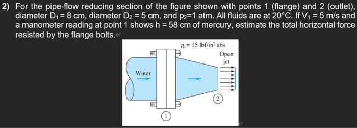 Solved 2) For the pipe-flow reducing section of the figure | Chegg.com