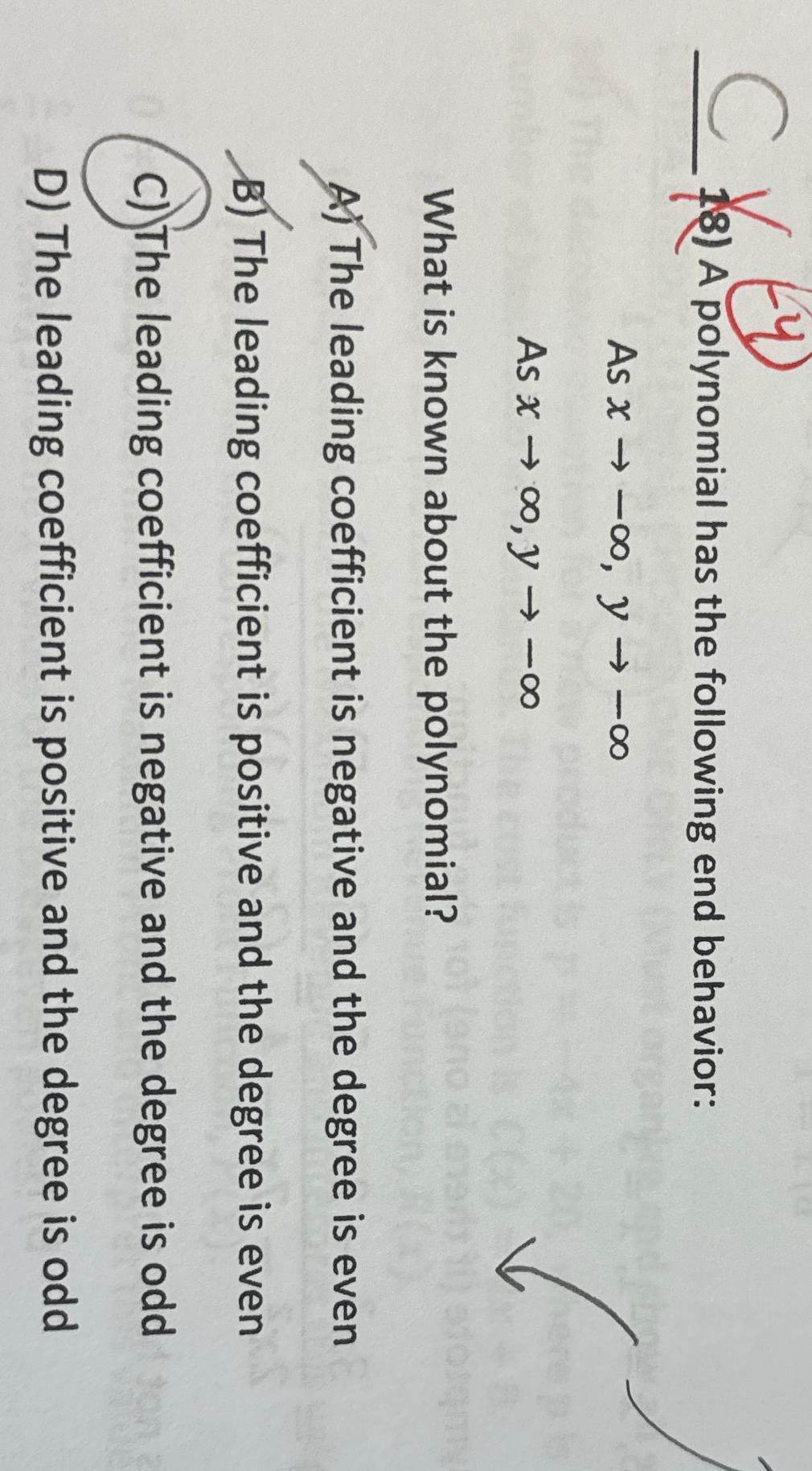 Solved A polynomial has the following end behavior:As | Chegg.com