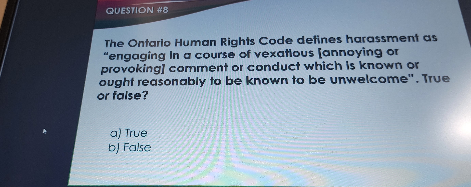 Solved QUESTION #8The Ontario Human Rights Code defines | Chegg.com