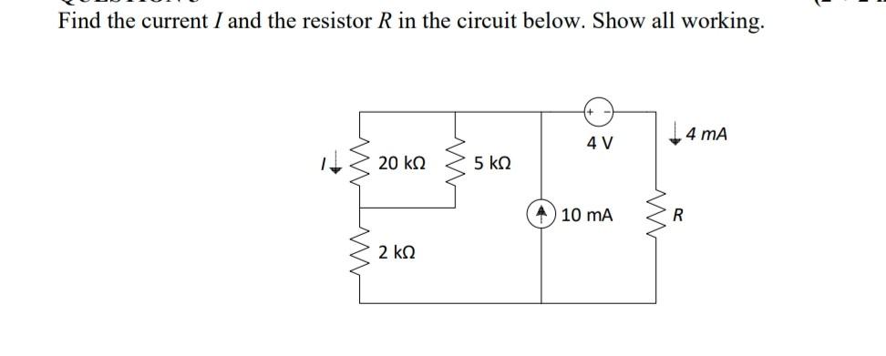 Solved Find the current I and the resistor R in the circuit | Chegg.com