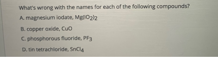 Solved What's wrong with the names for each of the following | Chegg.com