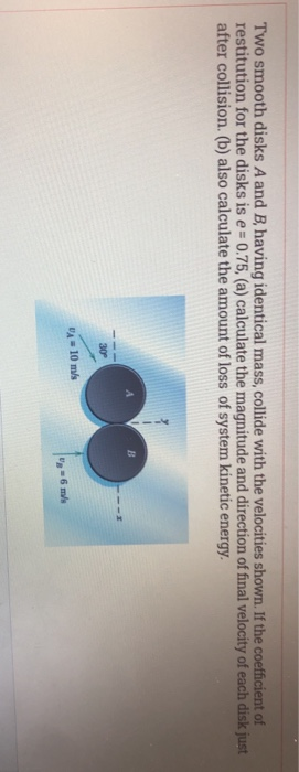 Solved Two smooth disks A and B, having identical mass, | Chegg.com