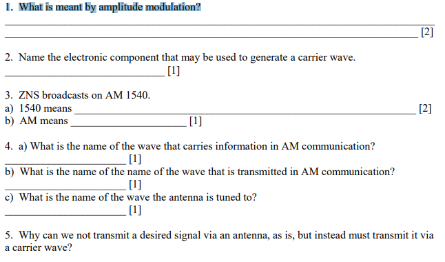 Solved What is meant by amplitude modulation?Name the | Chegg.com