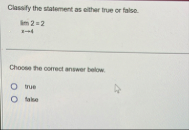 Solved Classify the statement as either true or | Chegg.com