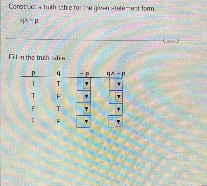 Solved Construct a truth table for the given statement form. | Chegg.com