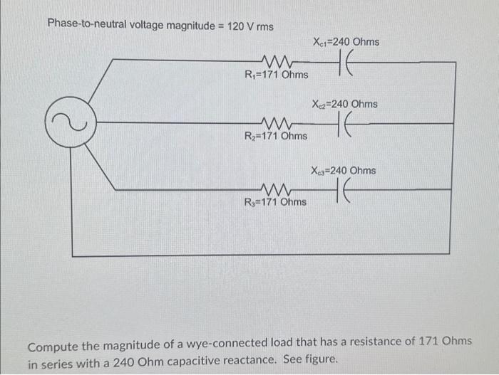 Solved Phase-to-neutral voltage magnitude =120 Vrms Compute | Chegg.com