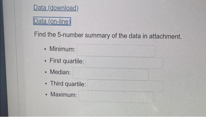 Solved Find the 5-number summary of the data in | Chegg.com