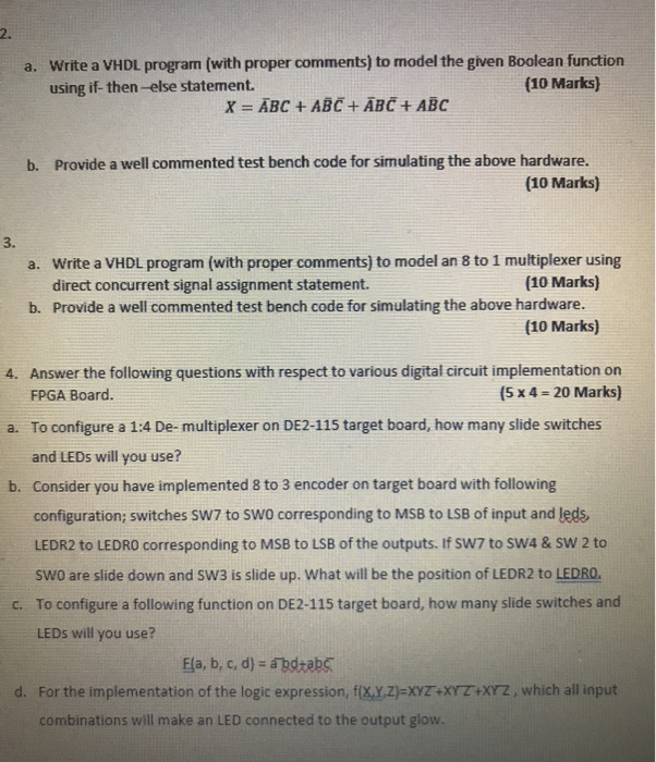 a. Write a VHDL program (with proper comments) to | Chegg.com