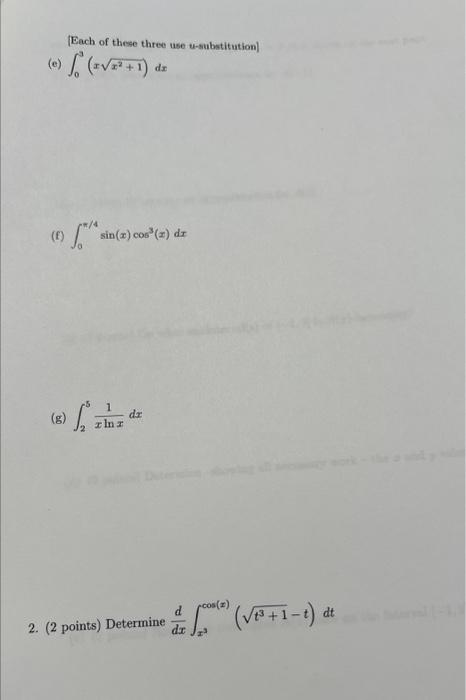 Solved find the exact value of each definite integral | Chegg.com