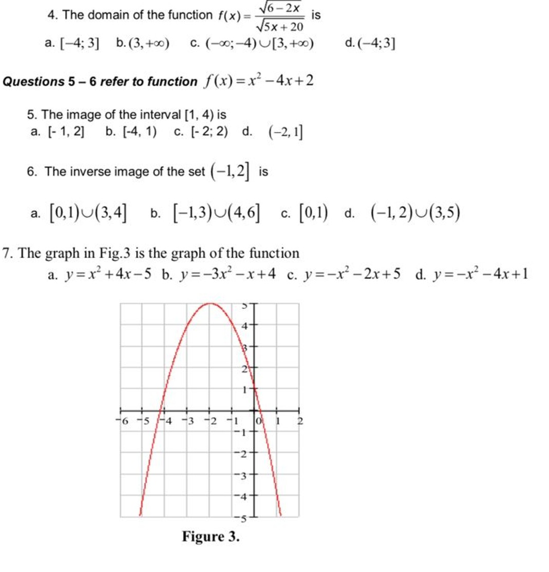 Solved 4. ﻿The domain of the function f(x)=6-2x25x+202 | Chegg.com
