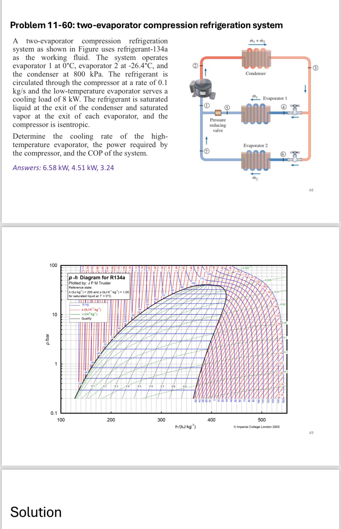 Solved Problem 11-60: two-evaporator compression | Chegg.com