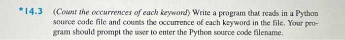 Solved 4.3 (Count the occurrences of each keyword) Write a | Chegg.com