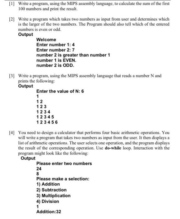 Solved [1] Write a program, using the MIPS assembly | Chegg.com