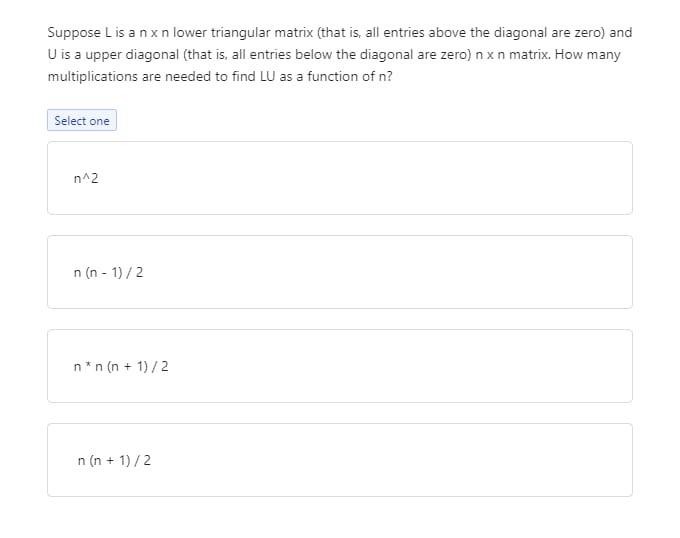 Solved Suppose Lis a nxn lower triangular matrix (that is | Chegg.com
