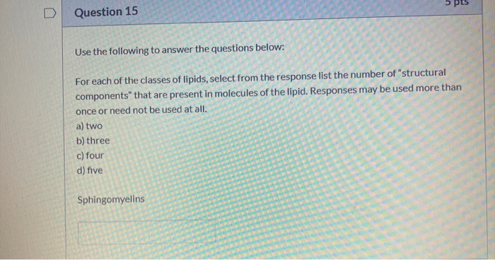 Solved Pts Question 15 Use the following to answer the | Chegg.com