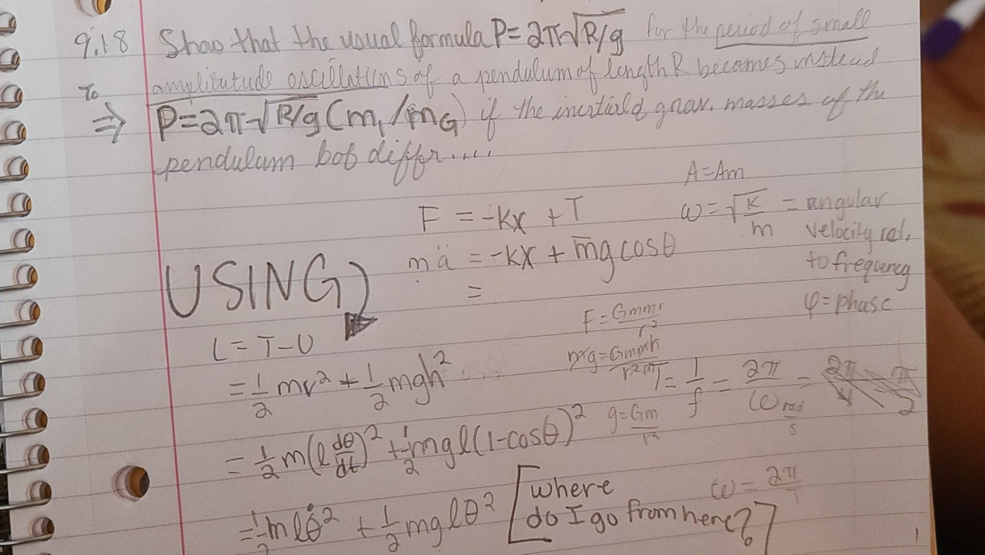 Solved 8 Show that the usual formula P=2πR/9 for the peiod | Chegg.com