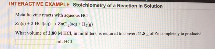 Solved INTERACTIVE EXAMPLE Stoichiometry of a Reaction in | Chegg.com