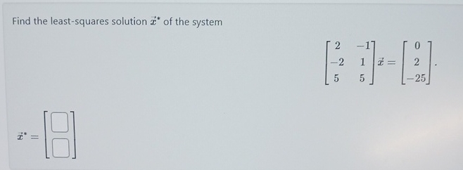 Solved Find the least-squares solution vec(x)** ﻿of the | Chegg.com