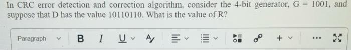 Solved In CRC error detection and correction algorithm, | Chegg.com