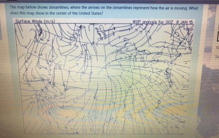 Solved The map below shows streamlines, where the arrows on | Chegg.com