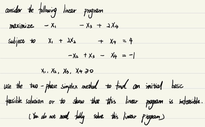 Solved consider the following lineer program maximize - X - | Chegg.com Solved consider the following lineer program maximize - X - | Chegg.com