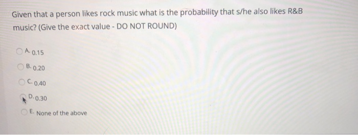 Solved An extensive survey on music preference resulted in | Chegg.com