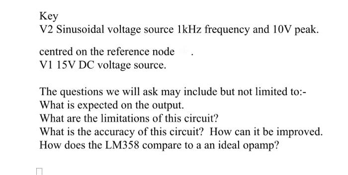 Key V2 Sinusoidal voltage source 1kHz frequency and | Chegg.com