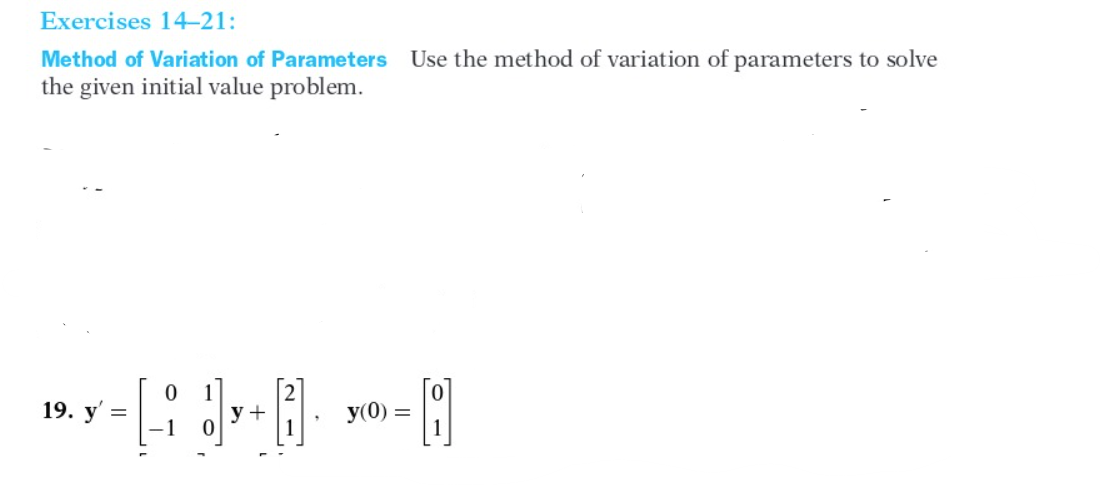 Solved Exercises 14-21:Method of Variation of Parameters Use | Chegg.com