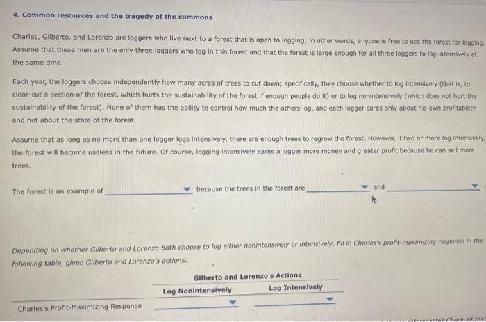 Solved 4. Common resources and the tragedy of the commons | Chegg.com