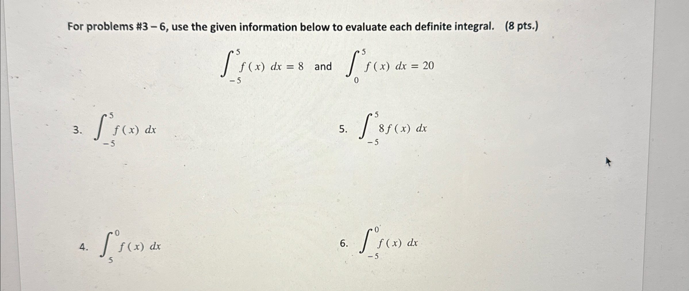 Solved For problems #3 -6, ﻿use the given information below | Chegg.com