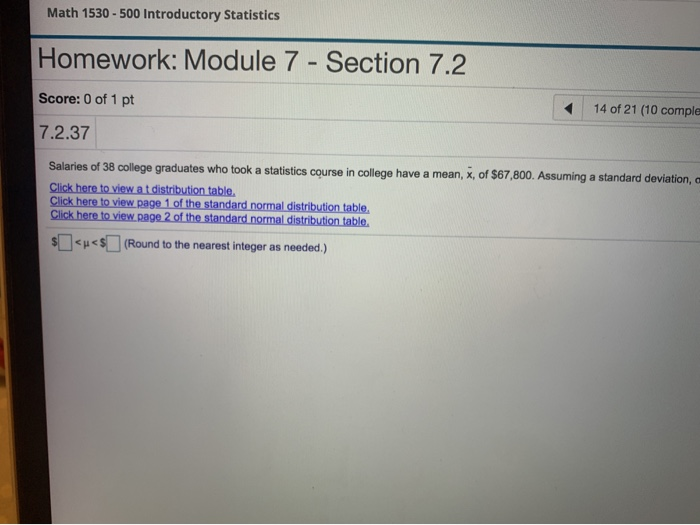 Solved Math 1530 - 500 Introductory Statistics Homework: | Chegg.com