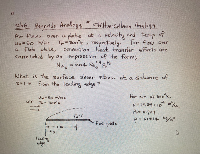 Solved 2) m Nux olm che Reynolds Analogy chilton-Colburn | Chegg.com