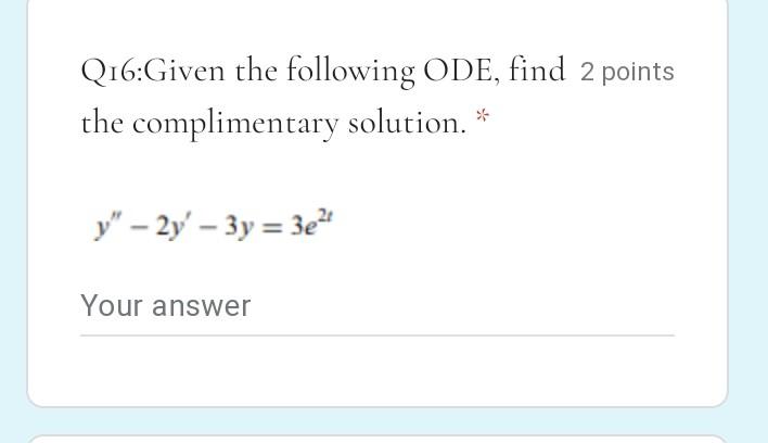 Solved Q16:Given the following ODE, find 2 points the | Chegg.com