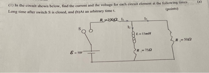 Solved ) in the circuit shown below, find the current and | Chegg.com