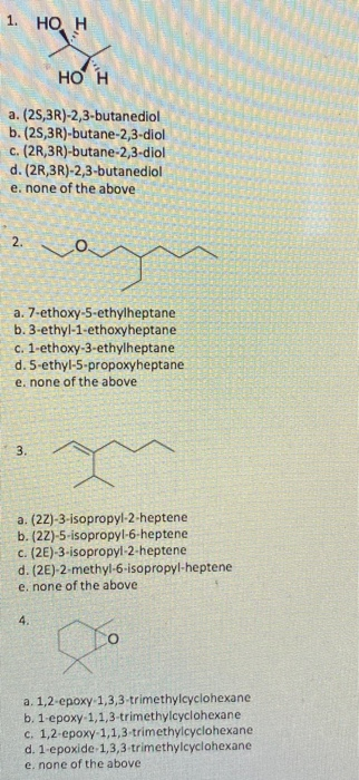 Solved 1. HOH но ни a. (25,3R)-2,3-butanediol b. | Chegg.com