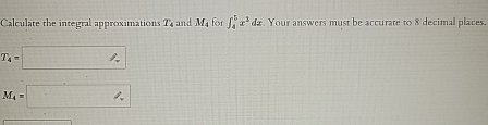Solved Calculate the integral approximations T4 ﻿and M4 ﻿for | Chegg.com